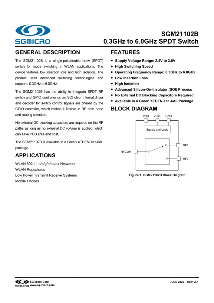 SGM21102B datasheet page 1