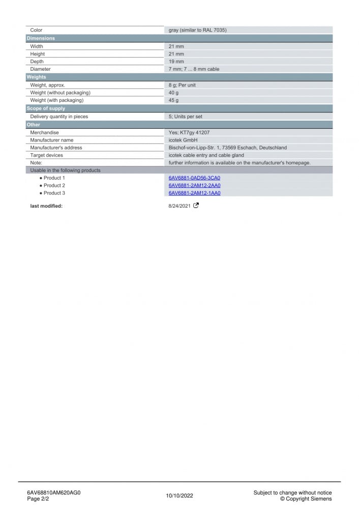 6AV68810AM620AG0 technical document page 2