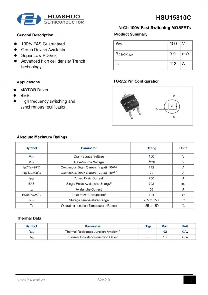 HSU15810C datasheet page 1