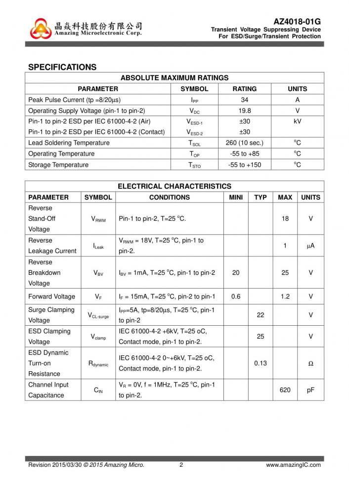 AZ4018-01G datasheet page 2