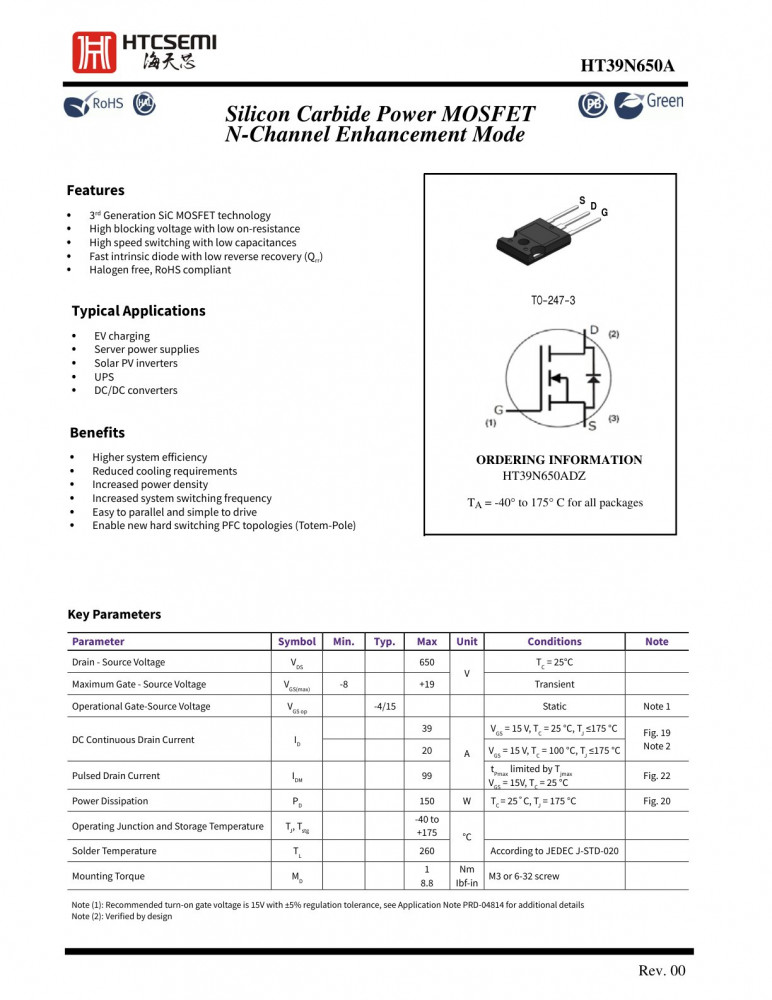 HT39N650ADZ datasheet page 1