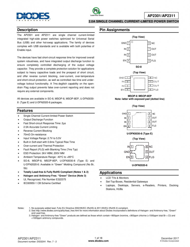 AP2311 technical document page 1