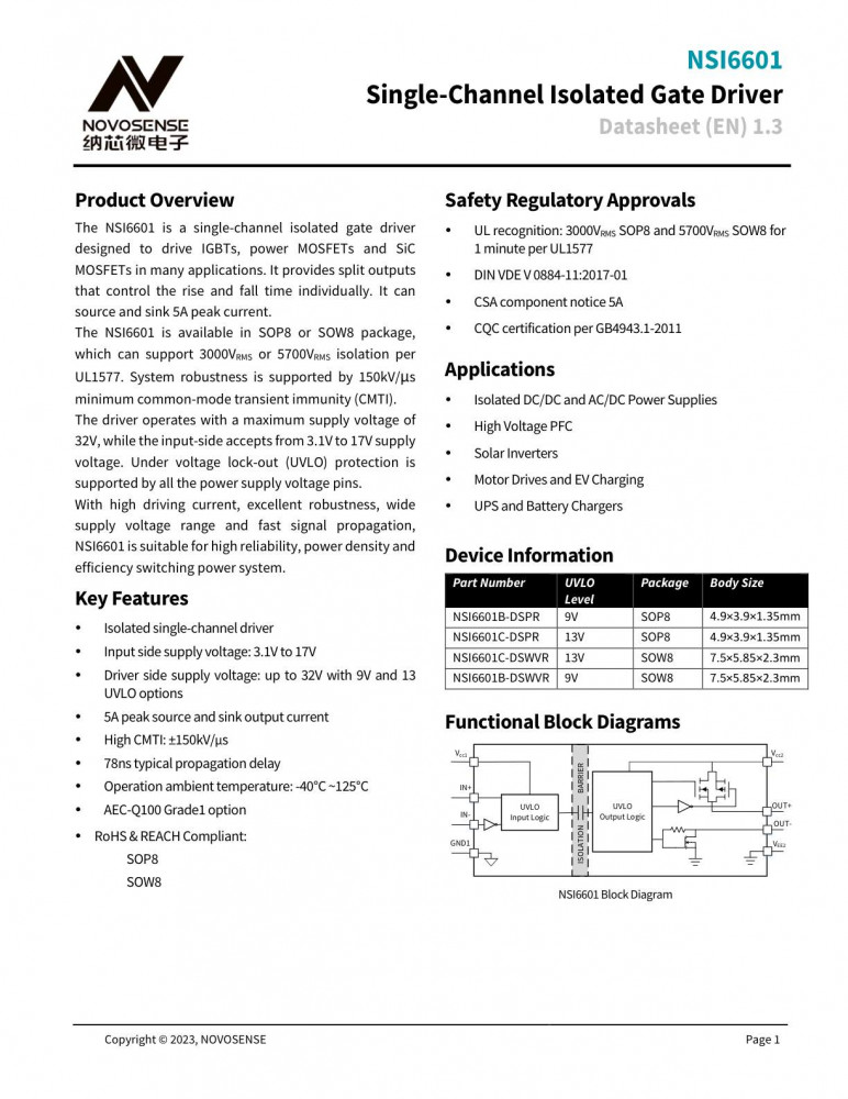 NSi6601C-DSPR datasheet page 1