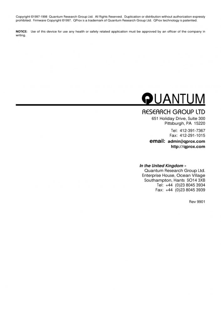 QTM1001AS technical document page 2