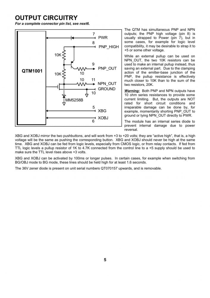 QTM1001AS technical document page 5
