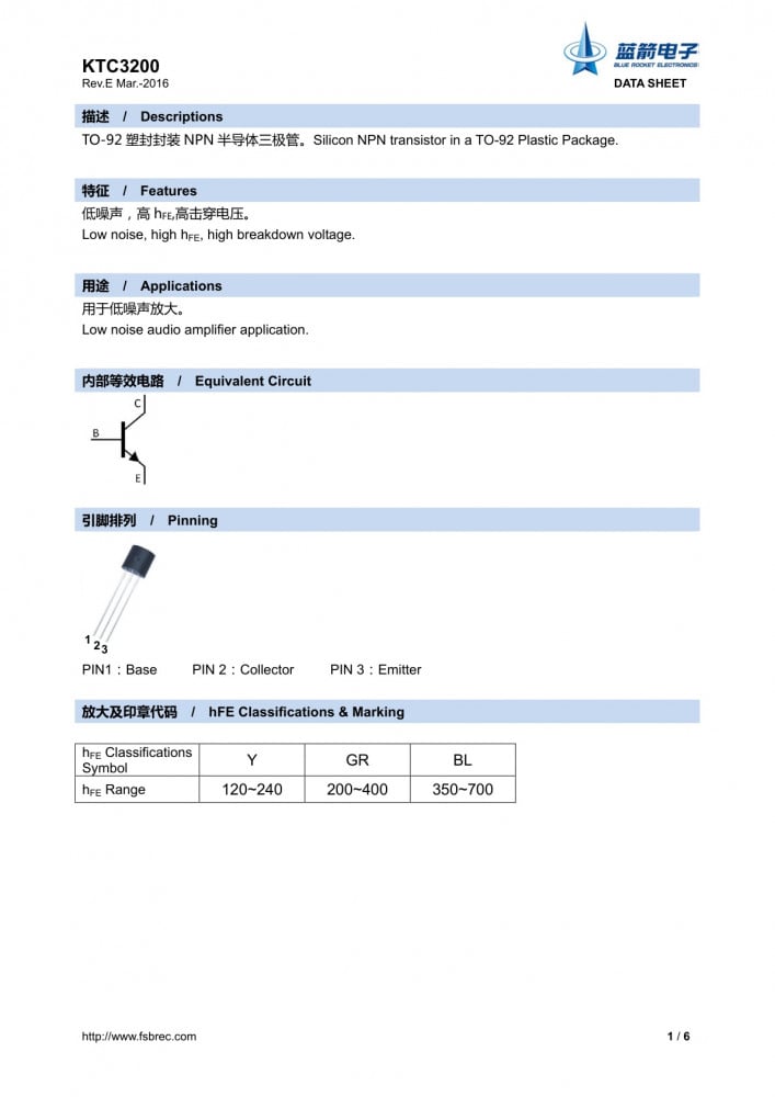 KTC3200 datasheet page 1