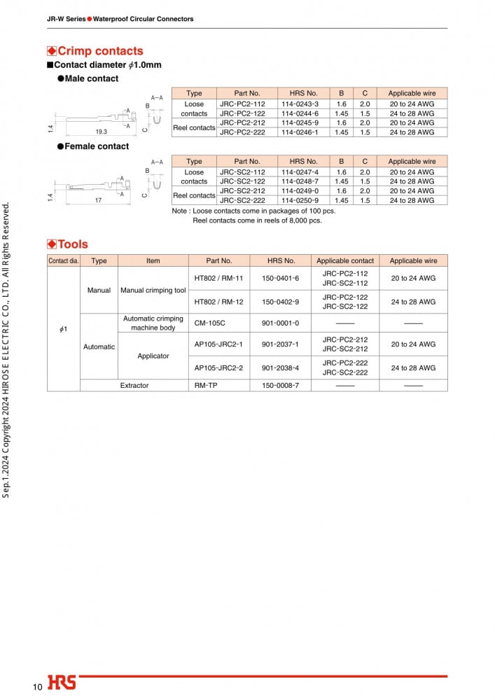 HRS JR-W datasheet page 10