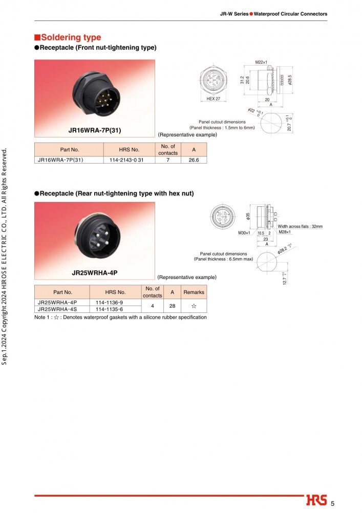 HRS JR-W datasheet page 5