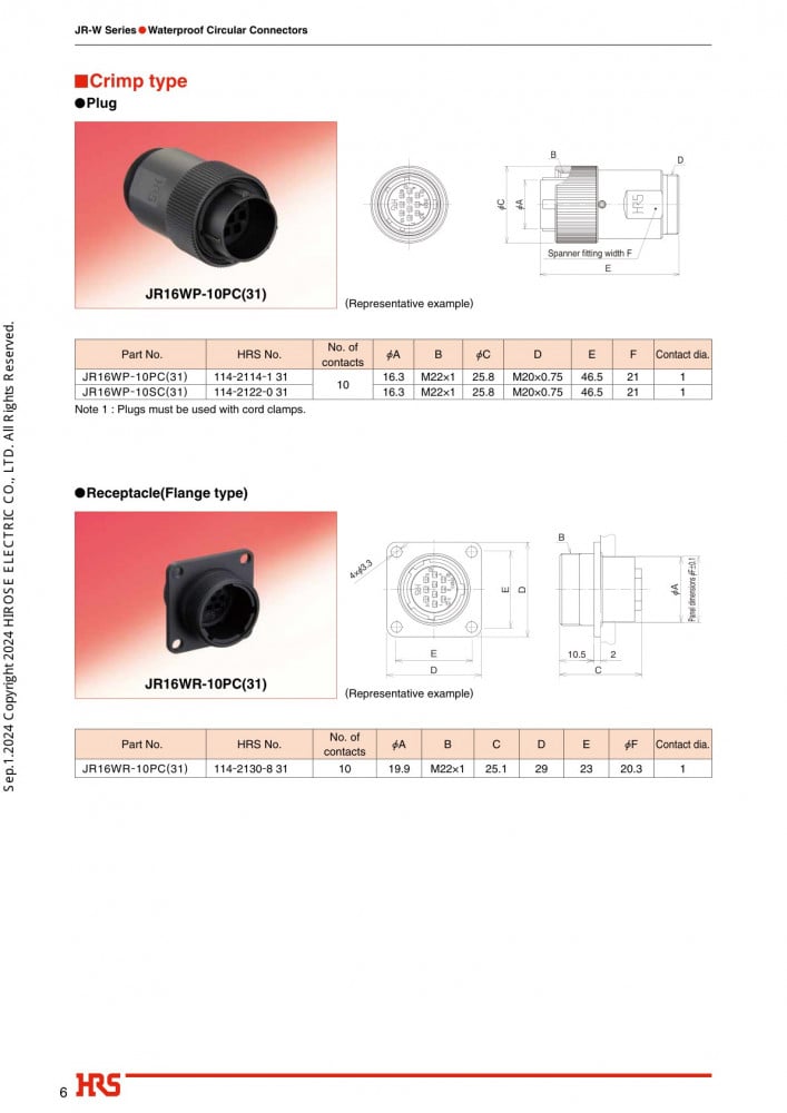 HRS JR-W datasheet page 6