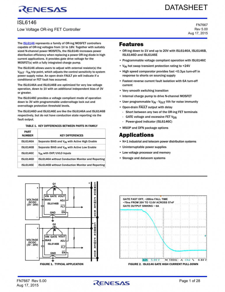 ISL6146 datasheet page 1