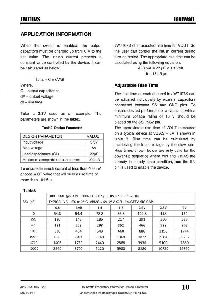 JW7107S datasheet page 10