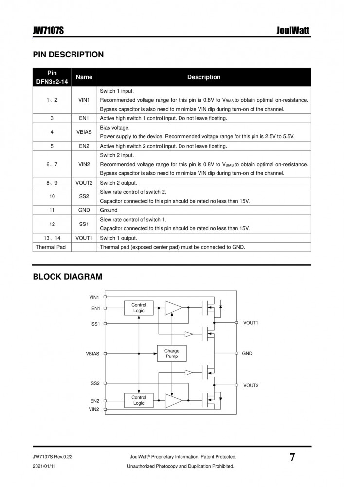 JW7107S datasheet page 7