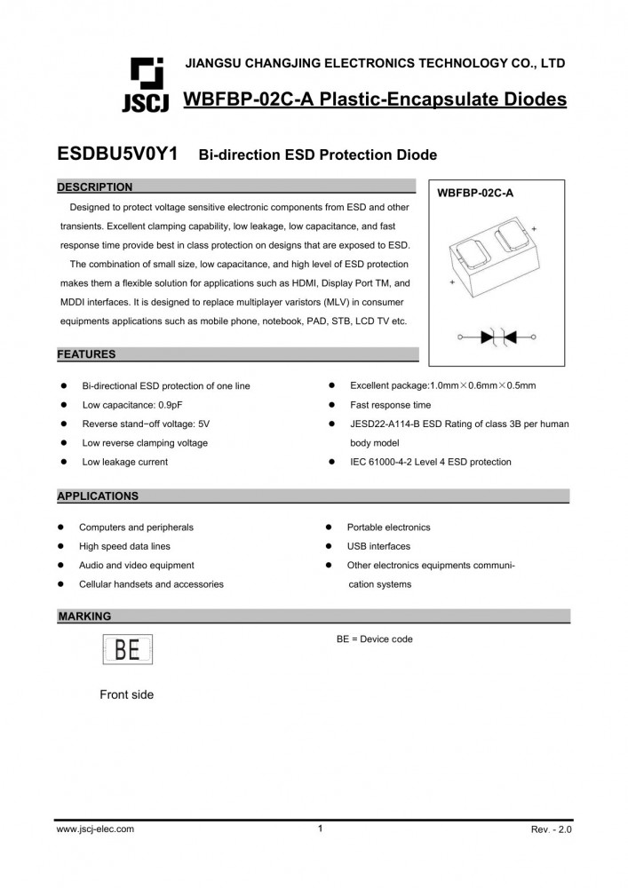 ESDBU5V0Y1 datasheet page 1