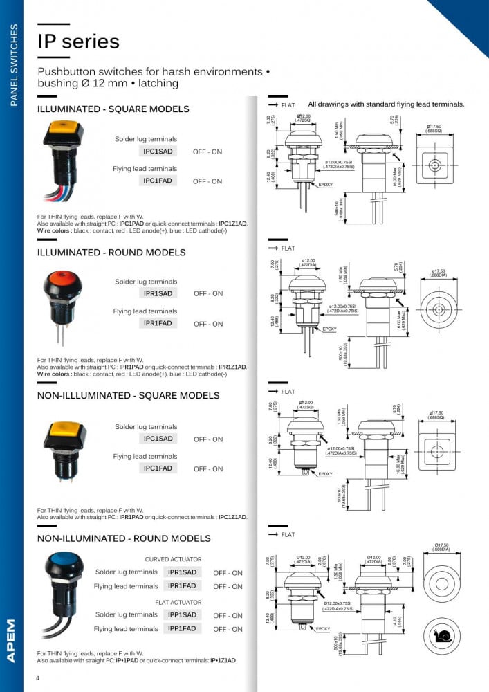 APEM IP series datasheet page 4