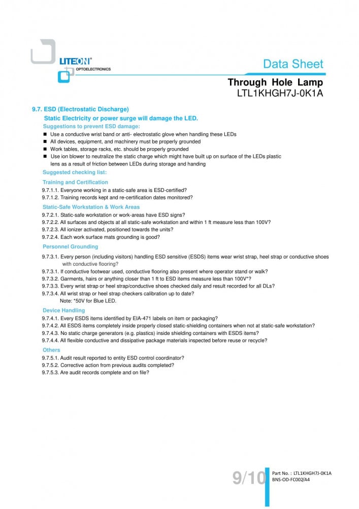 LTL1KHGH7J-0K1A datasheet page 10