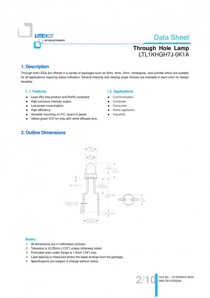 LTL1KHGH7J-0K1A datasheet page 3