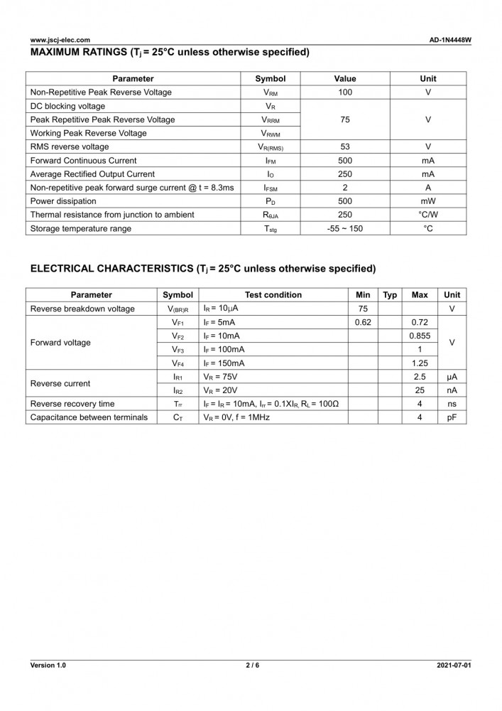 AD-1N4448W datasheet page 2