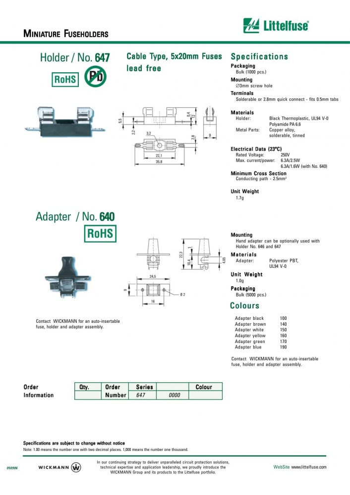 Littelfuse 64000001003 technical document page