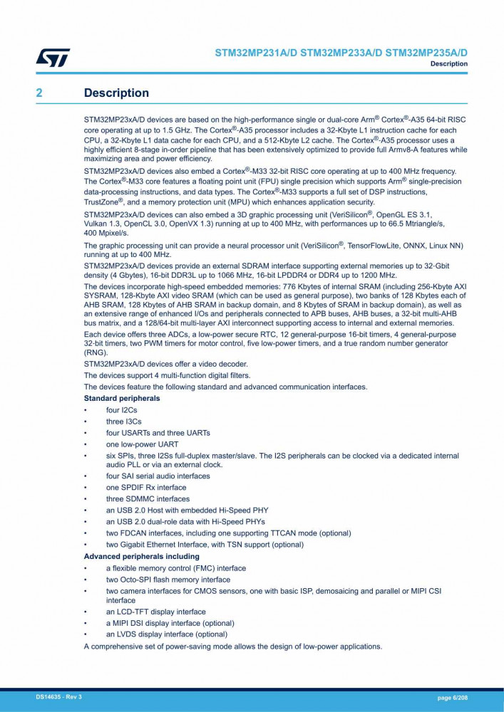STM32MP23x datasheet page 6