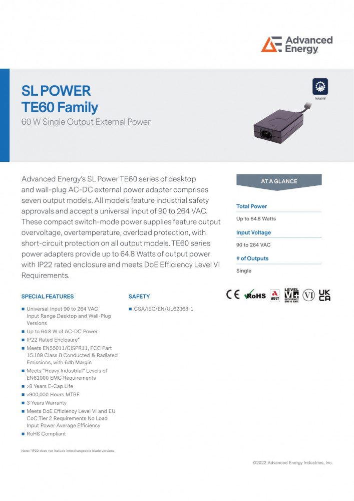TE60 series technical document page 1
