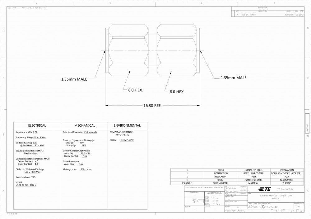 TE Connectivity 2385342-1 technical drawing