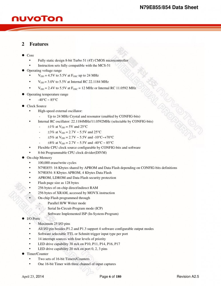 N79E854AWG datasheet page 6