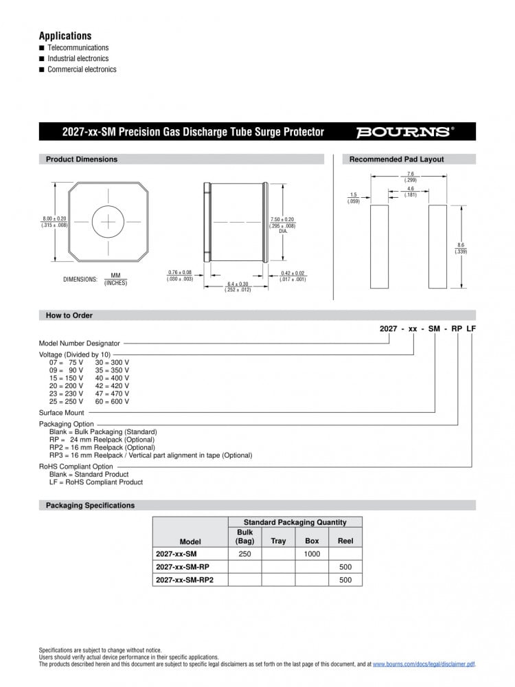 BOURNS 2027-47-SM-RPLF datasheet page 2