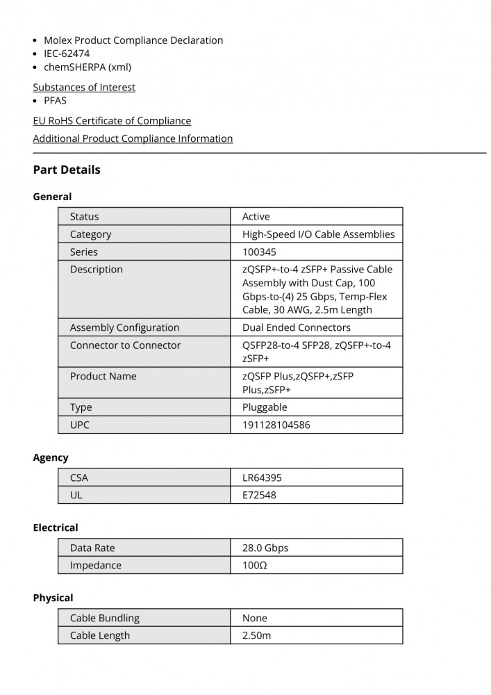 MOLEX 100345 series document image, page 2