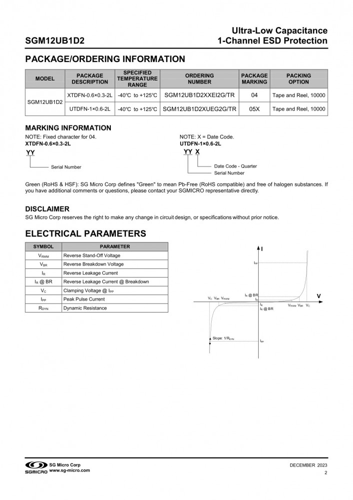 SGM12UB1D2 datasheet page 2