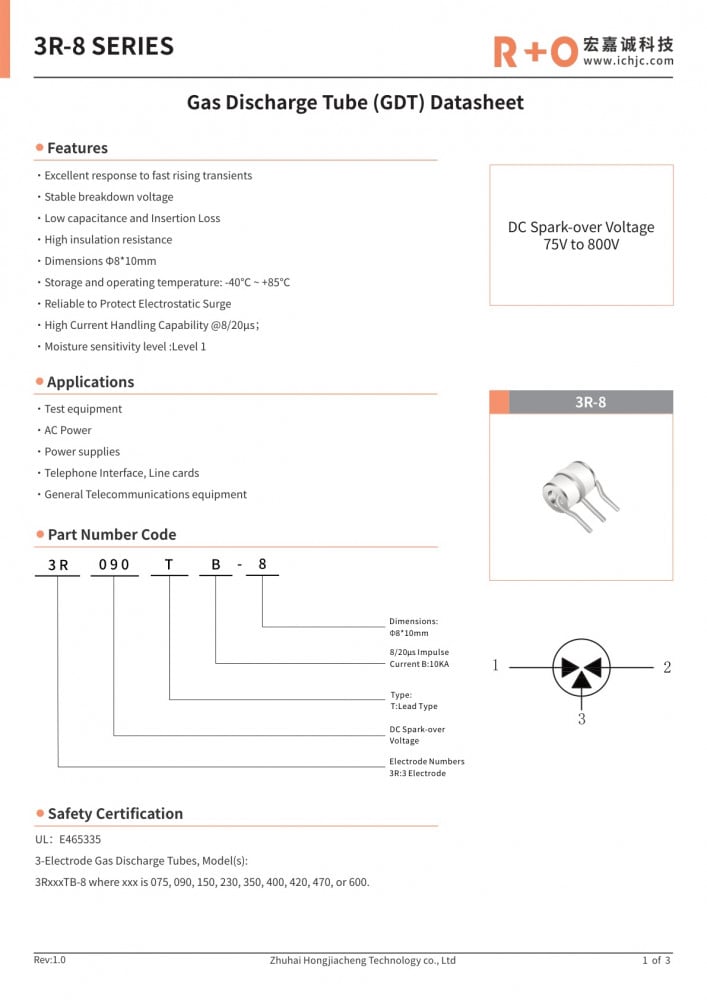 R+O GDT datasheet page 1