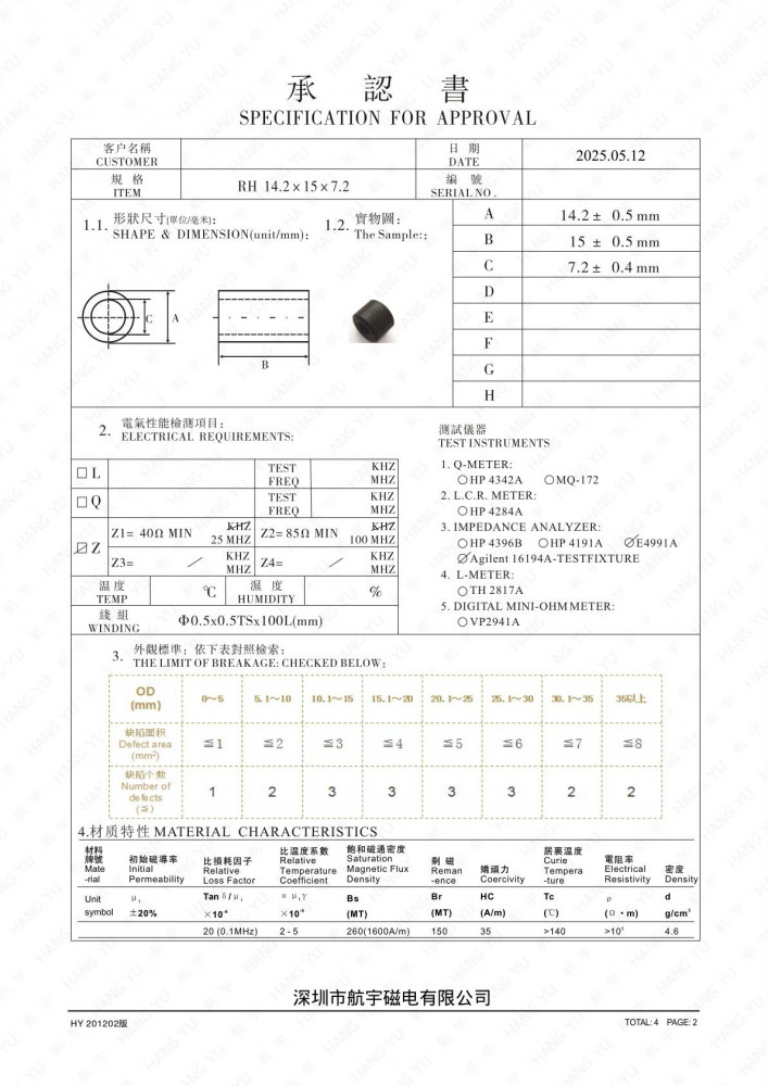 RH14.2×15×7.2 approval document page 2