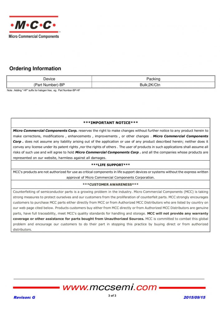 MCC RS407GL-BP datasheet page 3