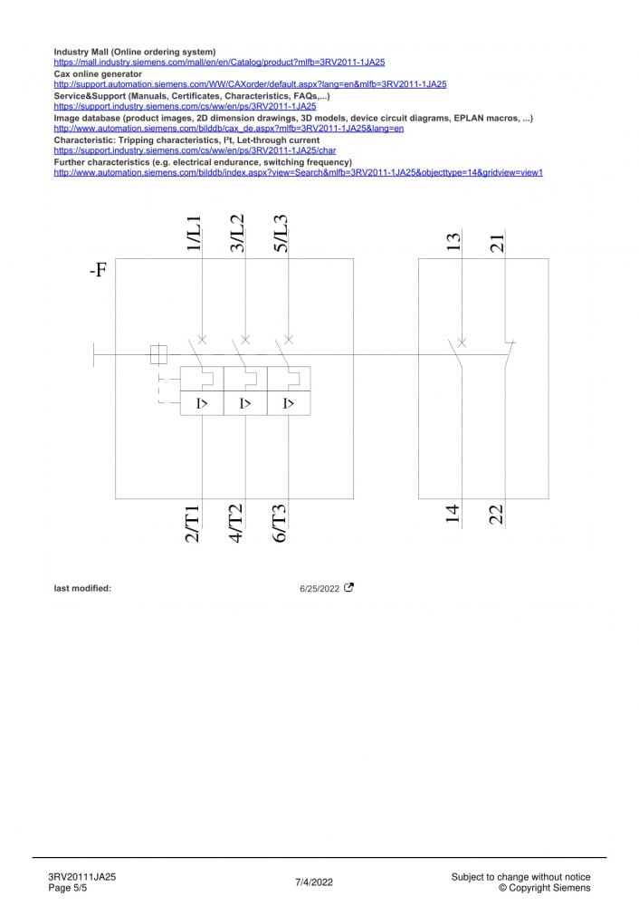 3RV20111JA25 datasheet page 5