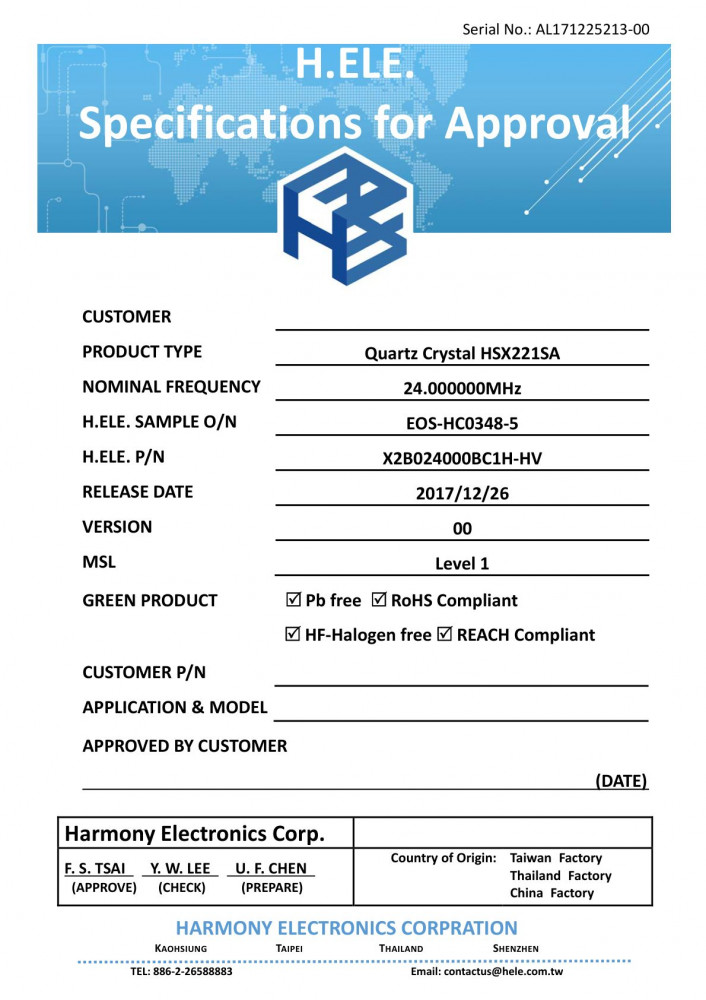 X2B024000BCIH-HV specification page 1