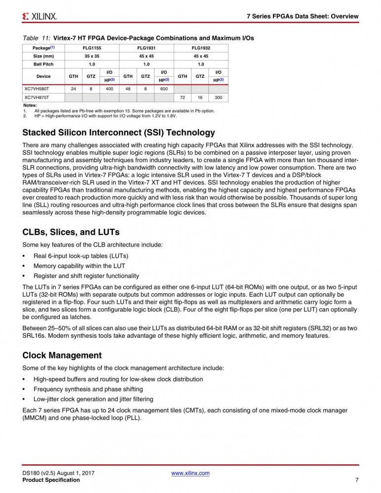 XC7K420T technical document page 7