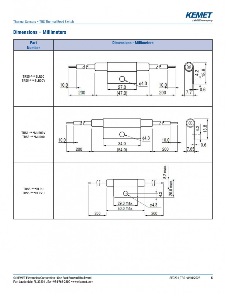 KEMET TRS technical document page 5