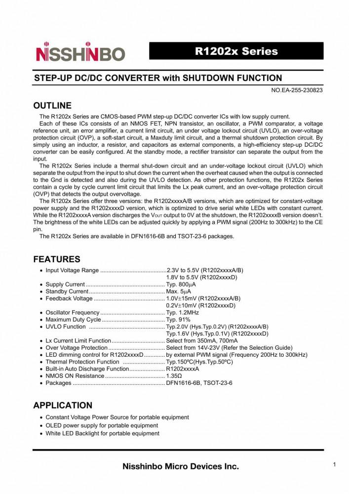 R1202 datasheet page 1