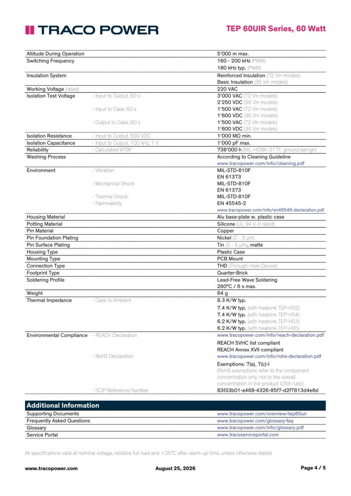 TEP 60UIR technical document page 4