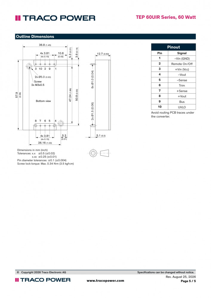 TEP 60UIR technical document page 5