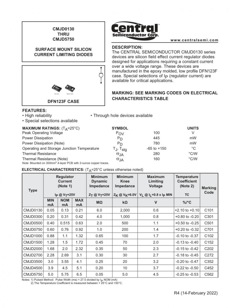 CMJD5750 TR datasheet page 1