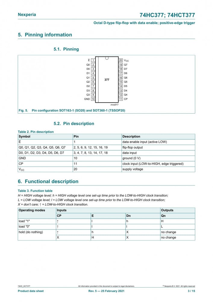 74HC377D datasheet page 3