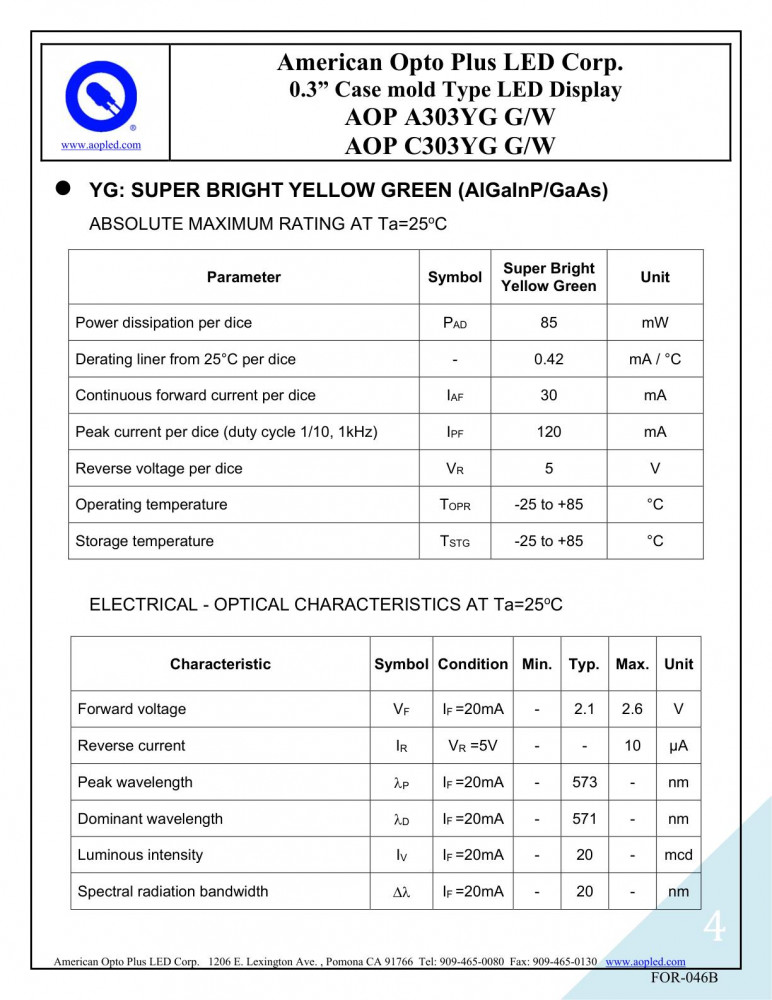 A303YG datasheet page 4