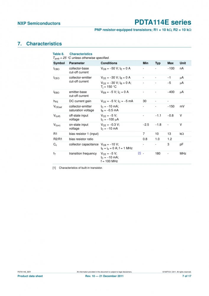 PDTA114EU datasheet page 7