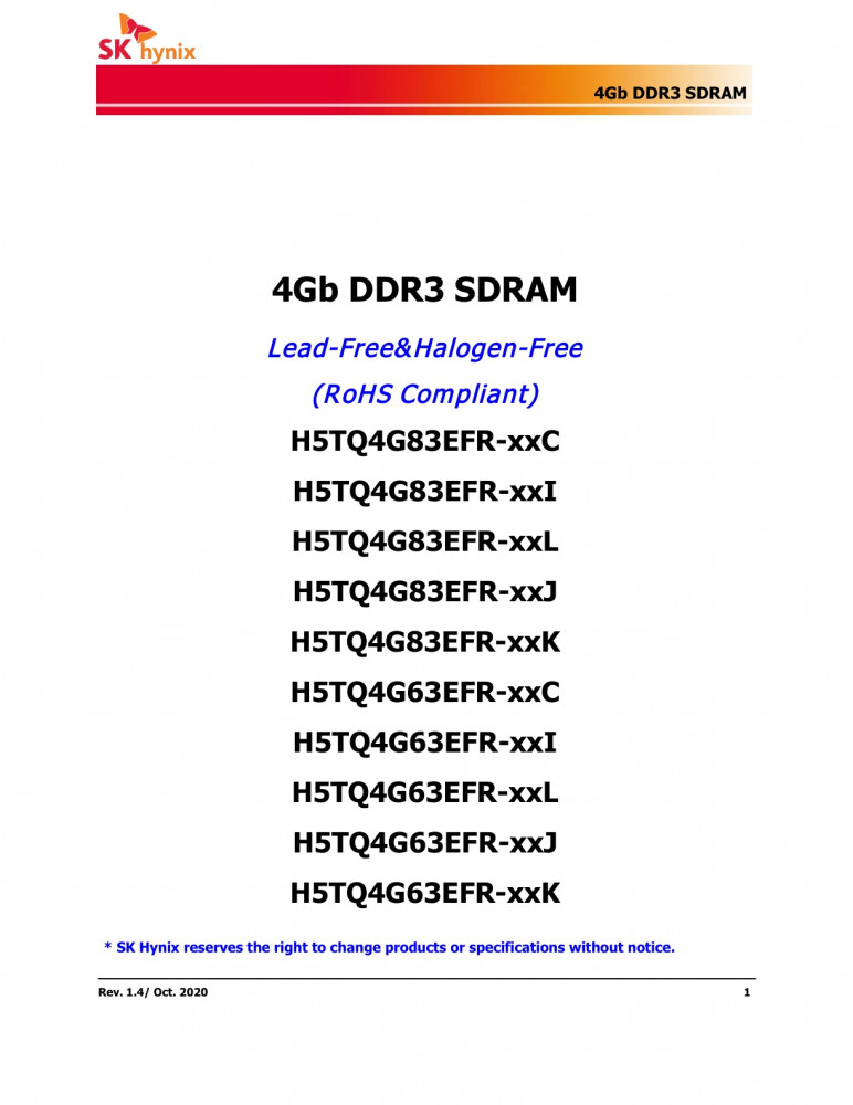 H5TQ4G63EFR-TECR datasheet page 1