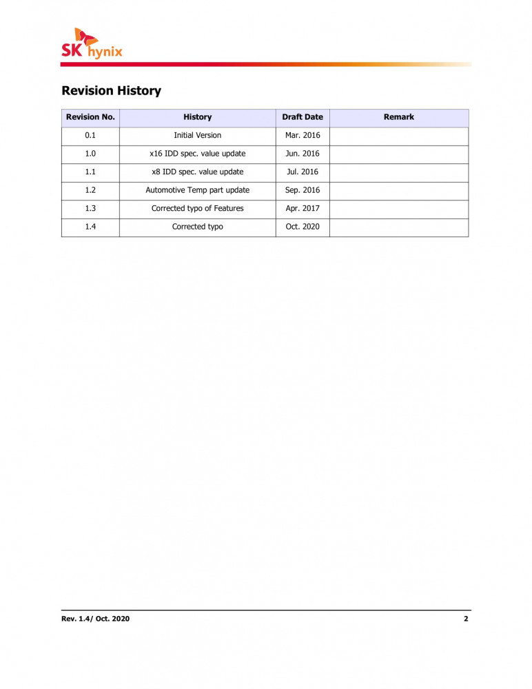 H5TQ4G63EFR-TECR datasheet page 2