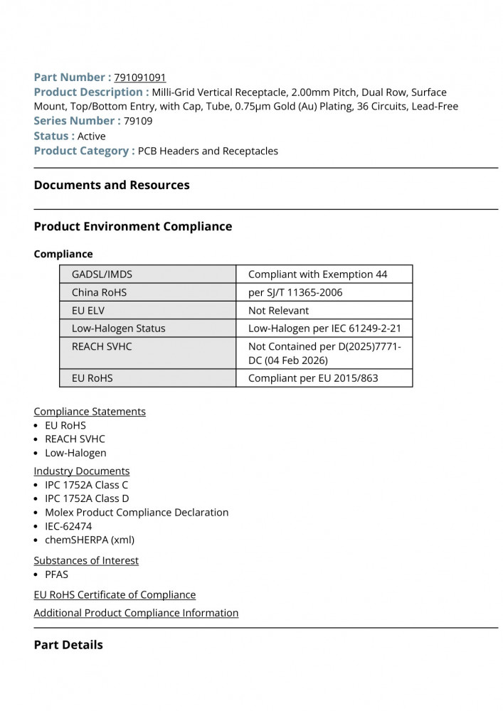 MOLEX 791091091 technical document image, page 1