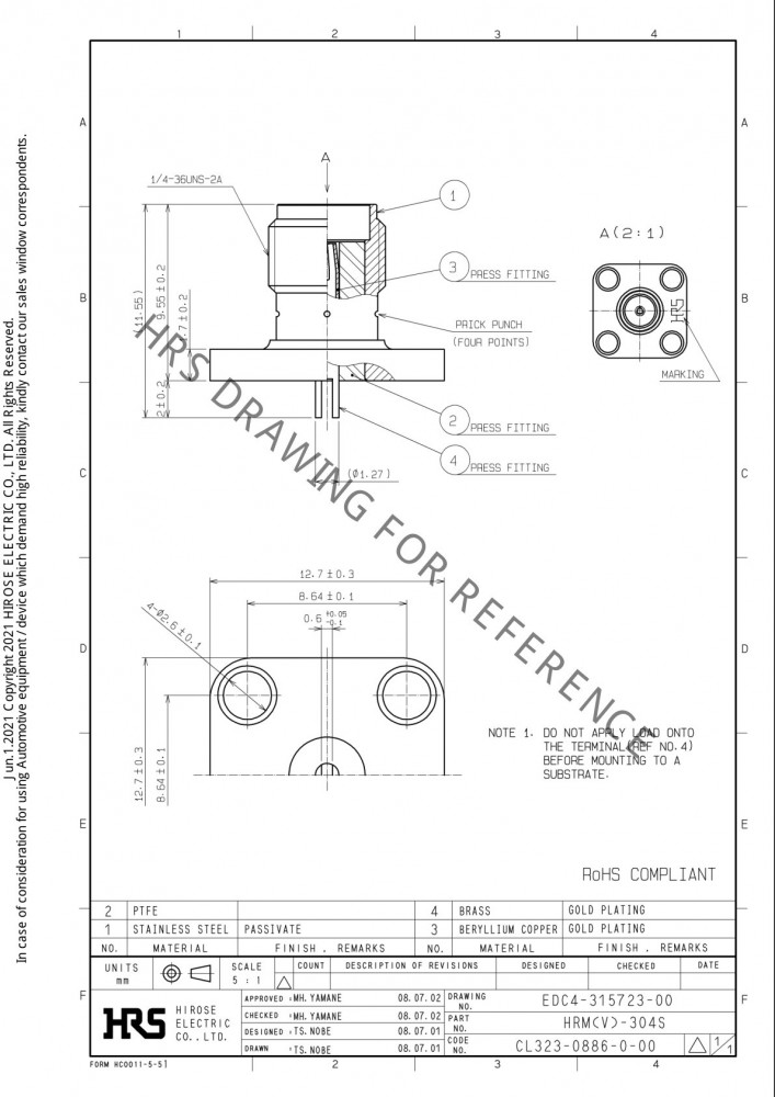HRS HRM(V)-304S technical drawing