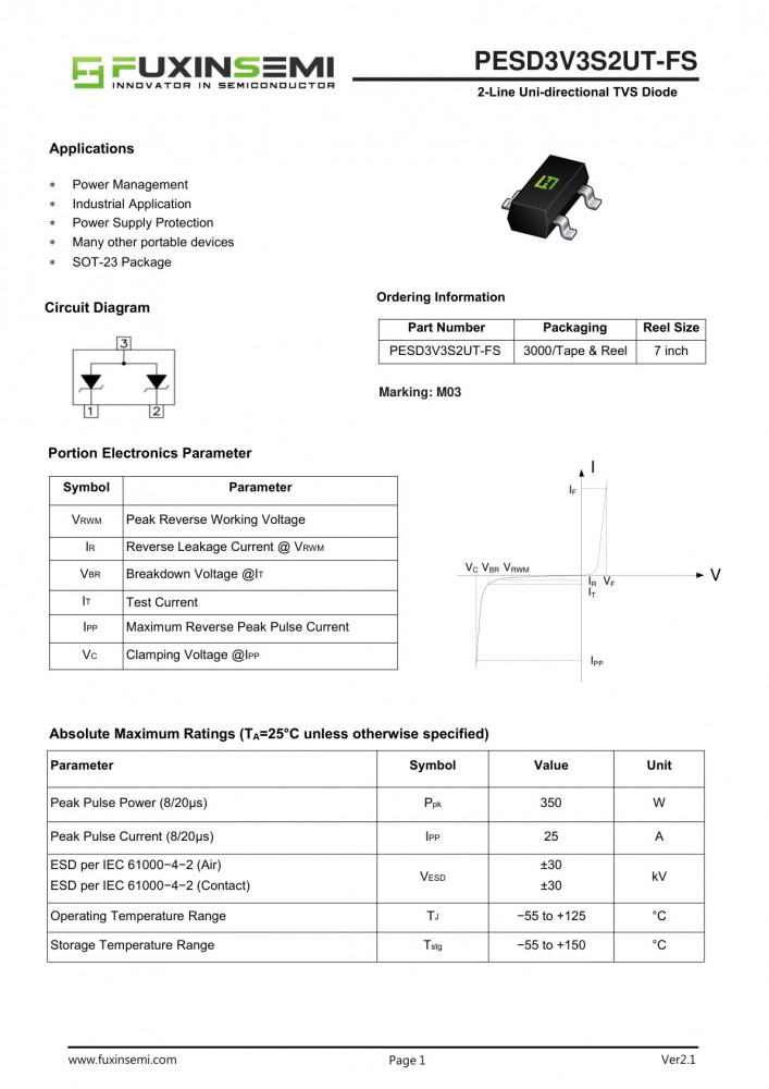 PESD3V3S2UT-FS datasheet page 1
