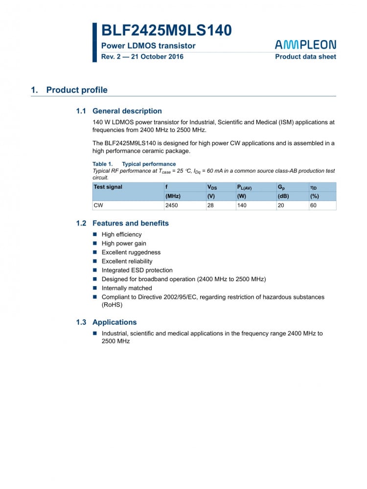 BLF2425M9LS140J datasheet page 1