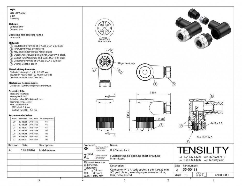 Tensility International 55-00438 product drawing